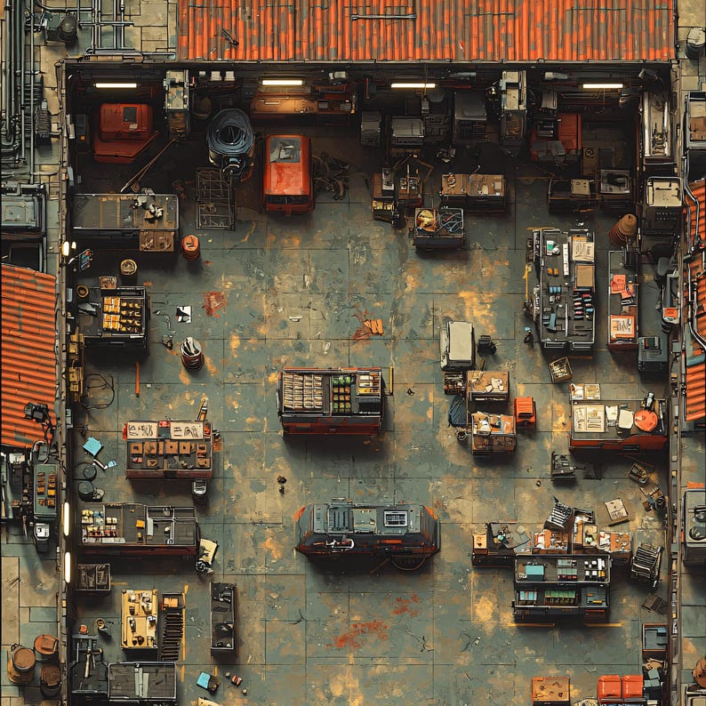 10 Cyberpunk Warehouse Battlemaps 2, Sci Fi, Dnd Battlemap, Cyberpunk, D&D, Shadowrun, Roll20 ...