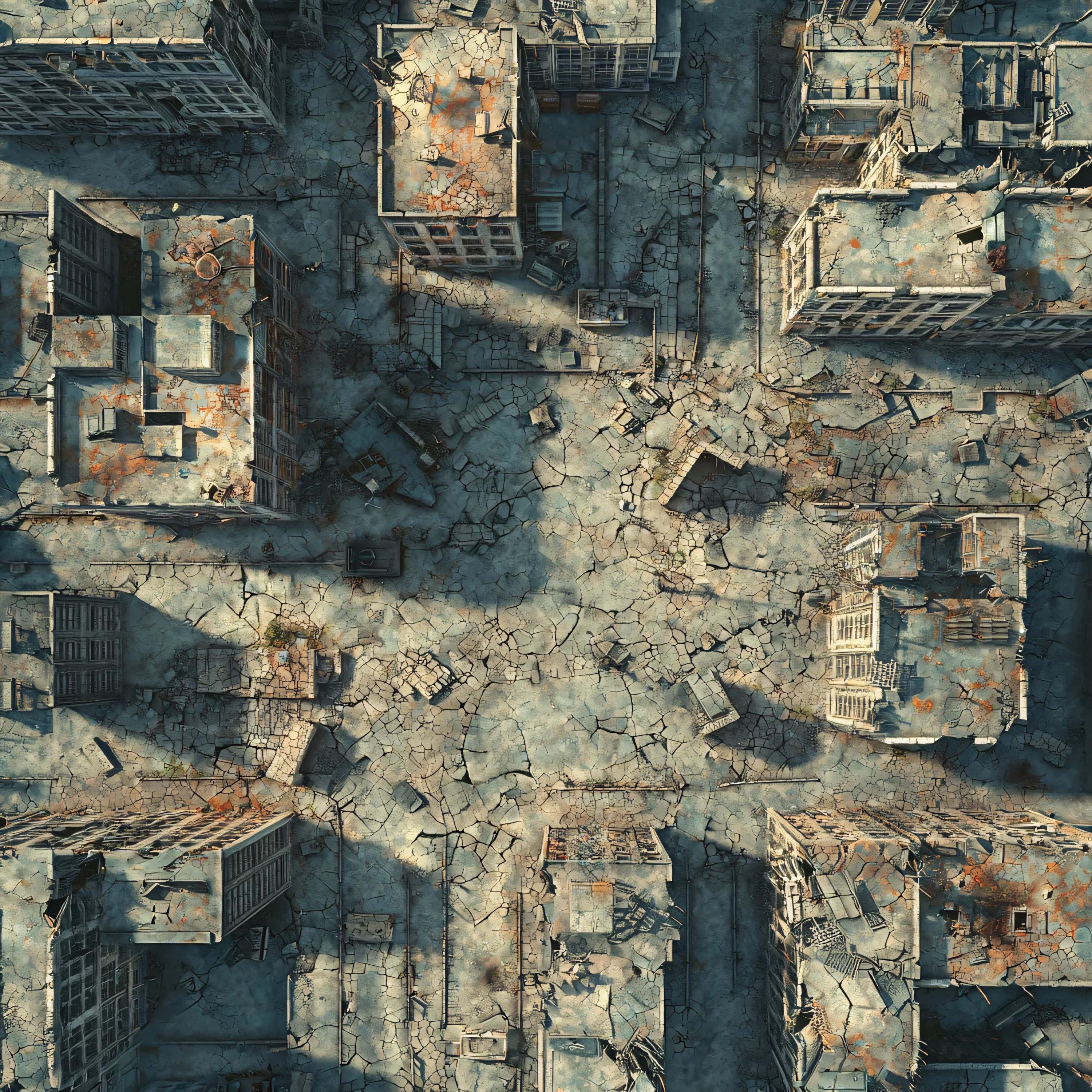 10 Cyberpunk City Ruins Battlemaps, Sci Fi, Cyberpunk, Battle Map, D&D ...