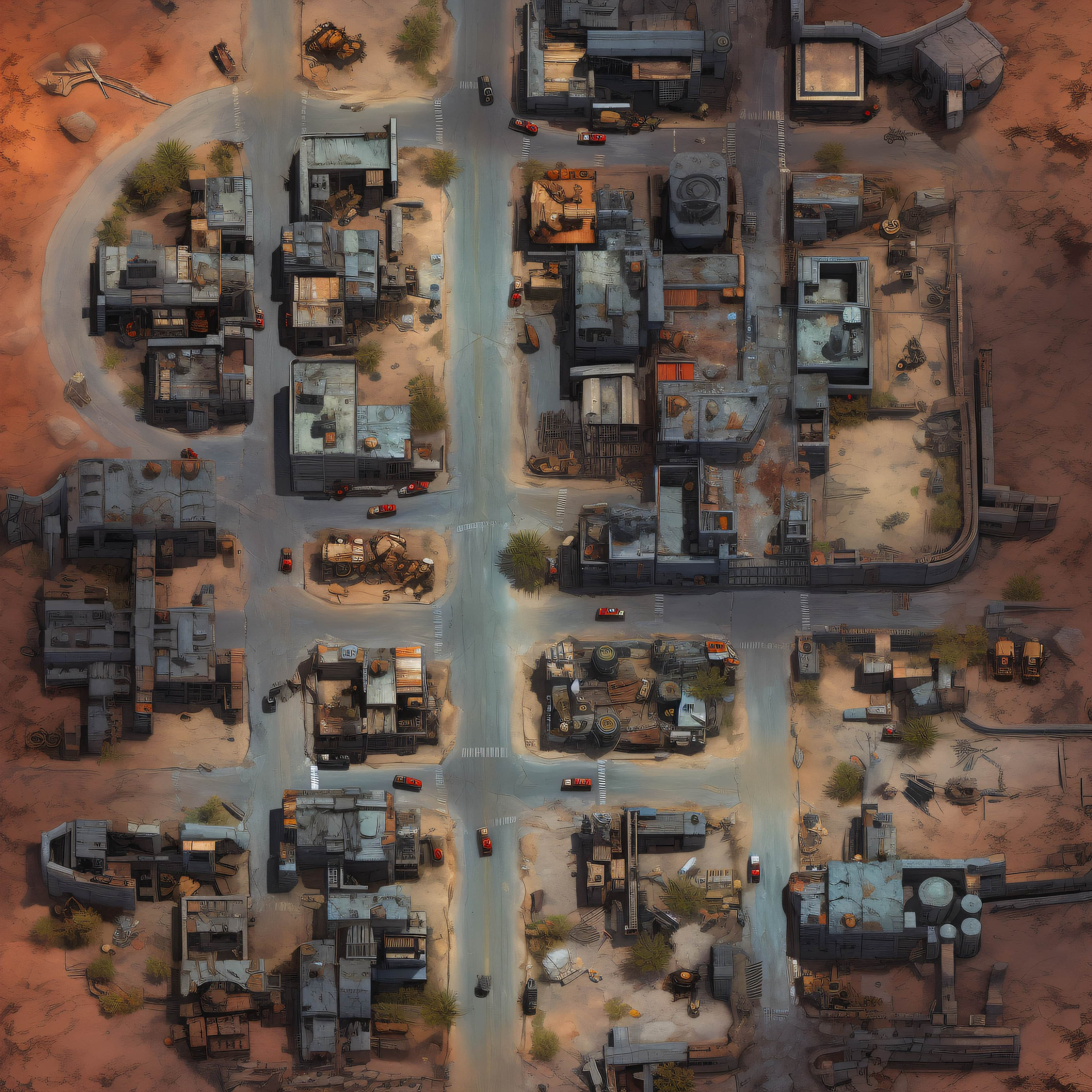 10 Cyberpunk Badlands / Nomad Battlemaps, Sci Fi, Cyberpunk, D&D ...