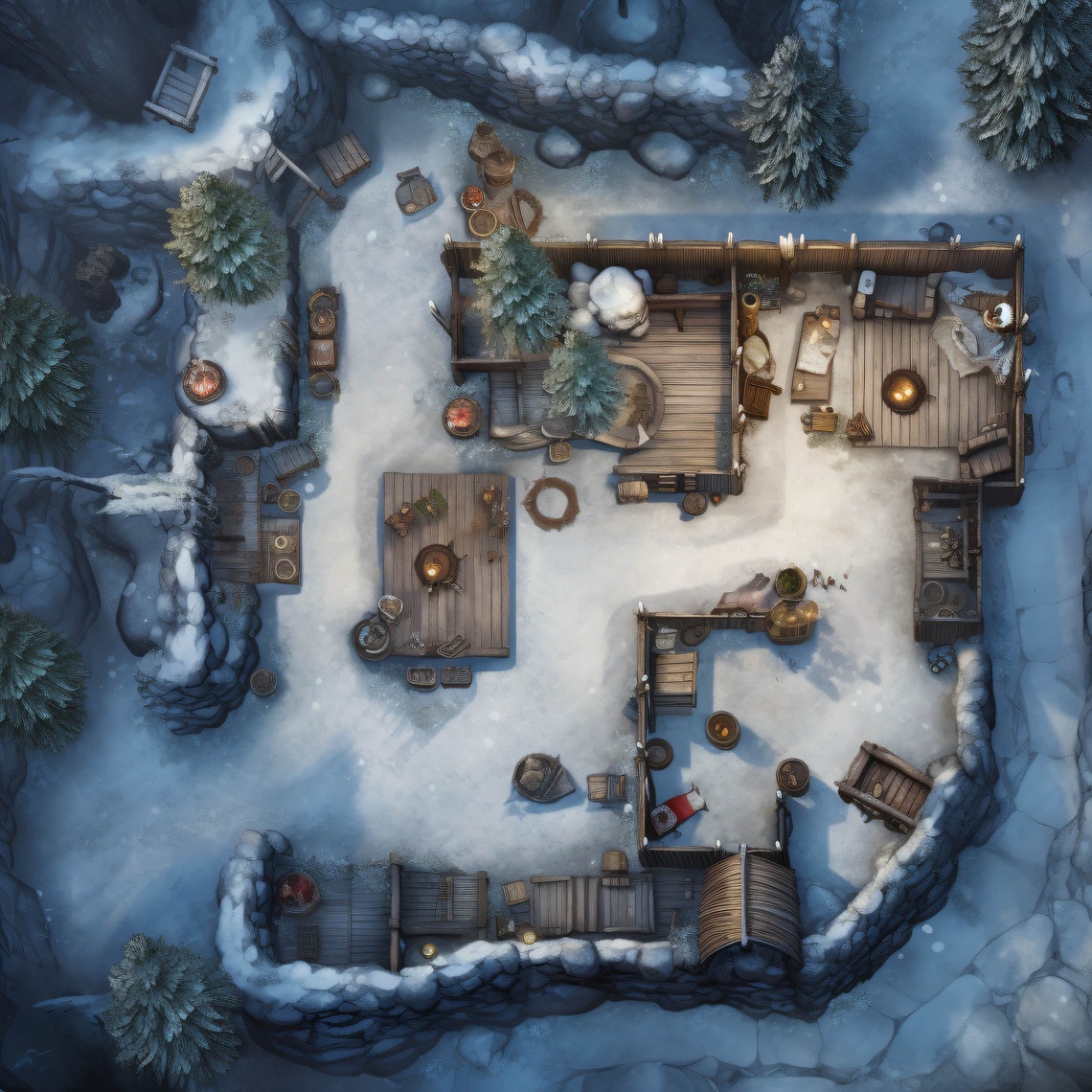 15 Arctic Town / Camp Battlemaps, Dnd Battle Map, Pathfinder, Dungeons ...