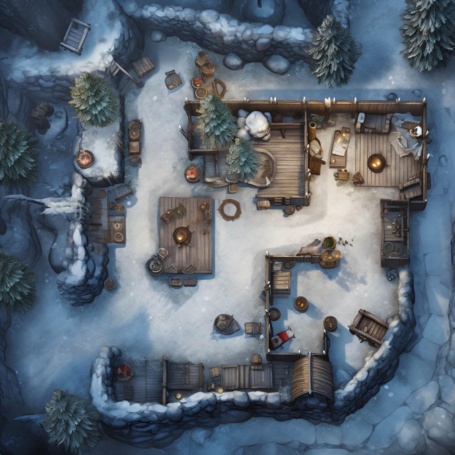 10 Gridless Arctic Town / Camp Battle Maps | VTT Pack for Dnd ...