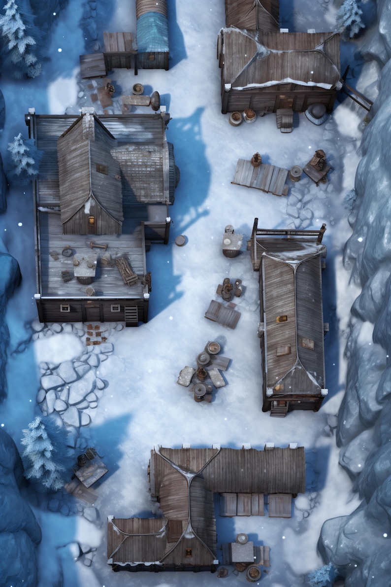 10 Gridless Arctic Town / Camp Battle Maps | VTT Pack for Dnd ...