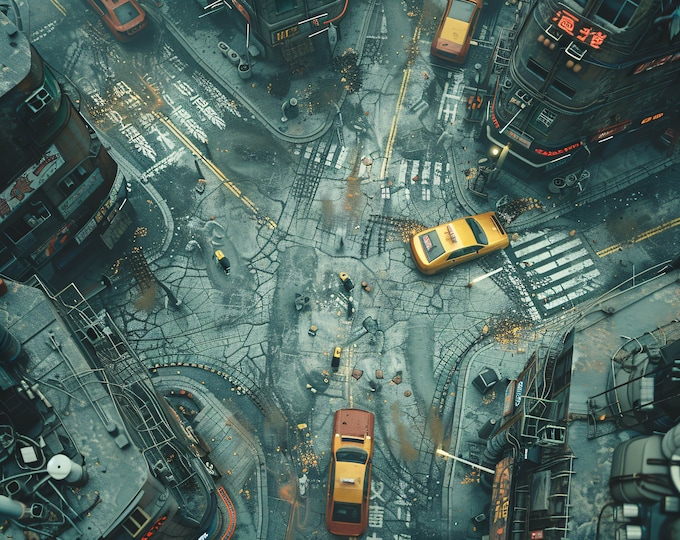 10 Gridless Cyberpunk Rooftop Battlemaps | VTT Pack for Shadowrun ...