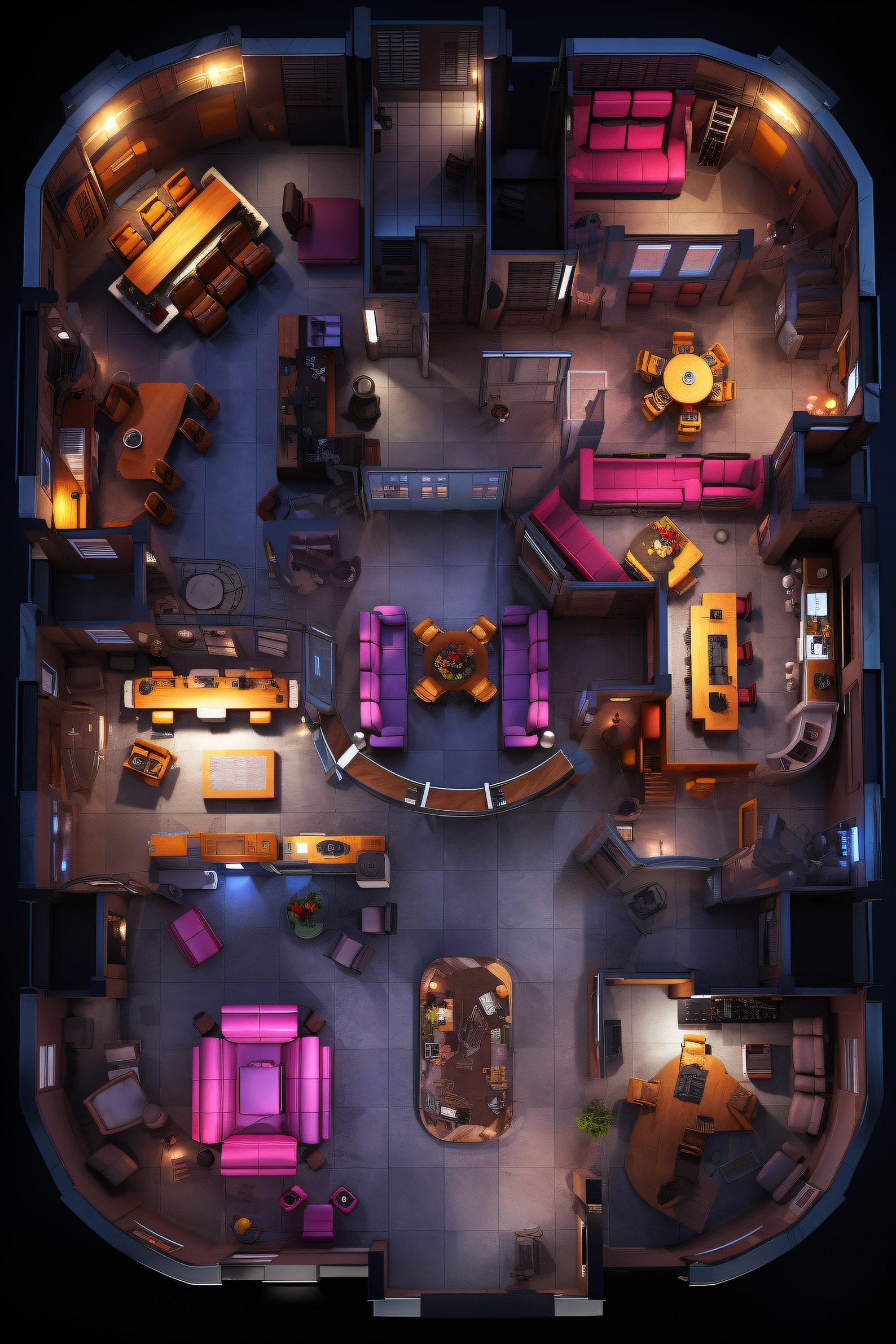 12 Cyberpunk Corpo Office Battlemaps, Sci Fi, Dnd Battle Map, Cyberpunk ...