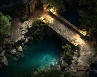 River Battle Map, Dnd Battle Map, Destroyed Bridge, D&D, Battlemap ...