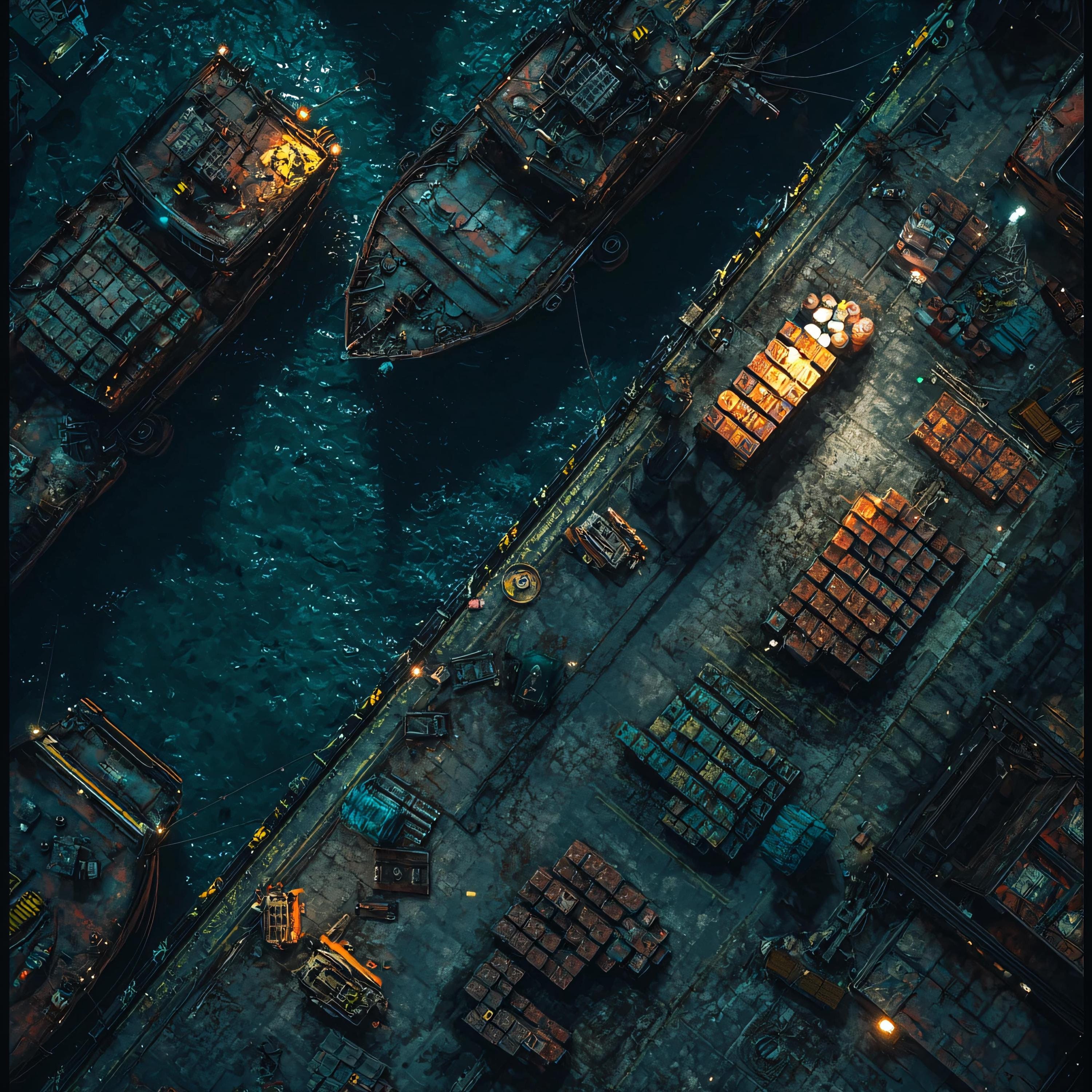 10 Cyberpunk Shipyard / Spaceport Battlemaps, Sci Fi, Dnd Battle Map, D ...