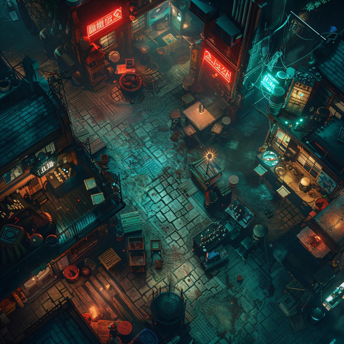 10 Cyberpunk Alley Battlemaps, Sci Fi, Dnd Battle Map, Cyberpunk, D&D ...