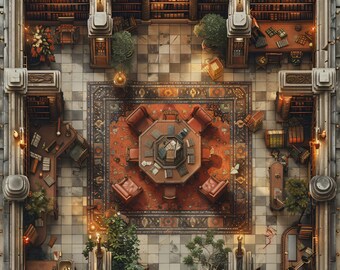 Magic School Library Battle Map for Dungeons and Dragons. VTT, Digital ...