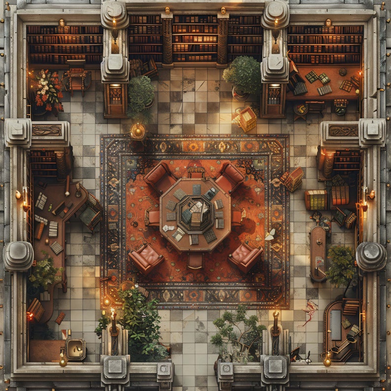 10 Library Battle Maps, Dnd Battlemap, Pathfinder, D&D, Dungeons and ...