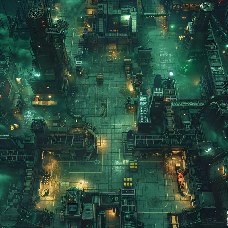 10 Cyberpunk Industry Battlemaps, Sci Fi, Dnd Battle Map, Cyberpunk, D ...