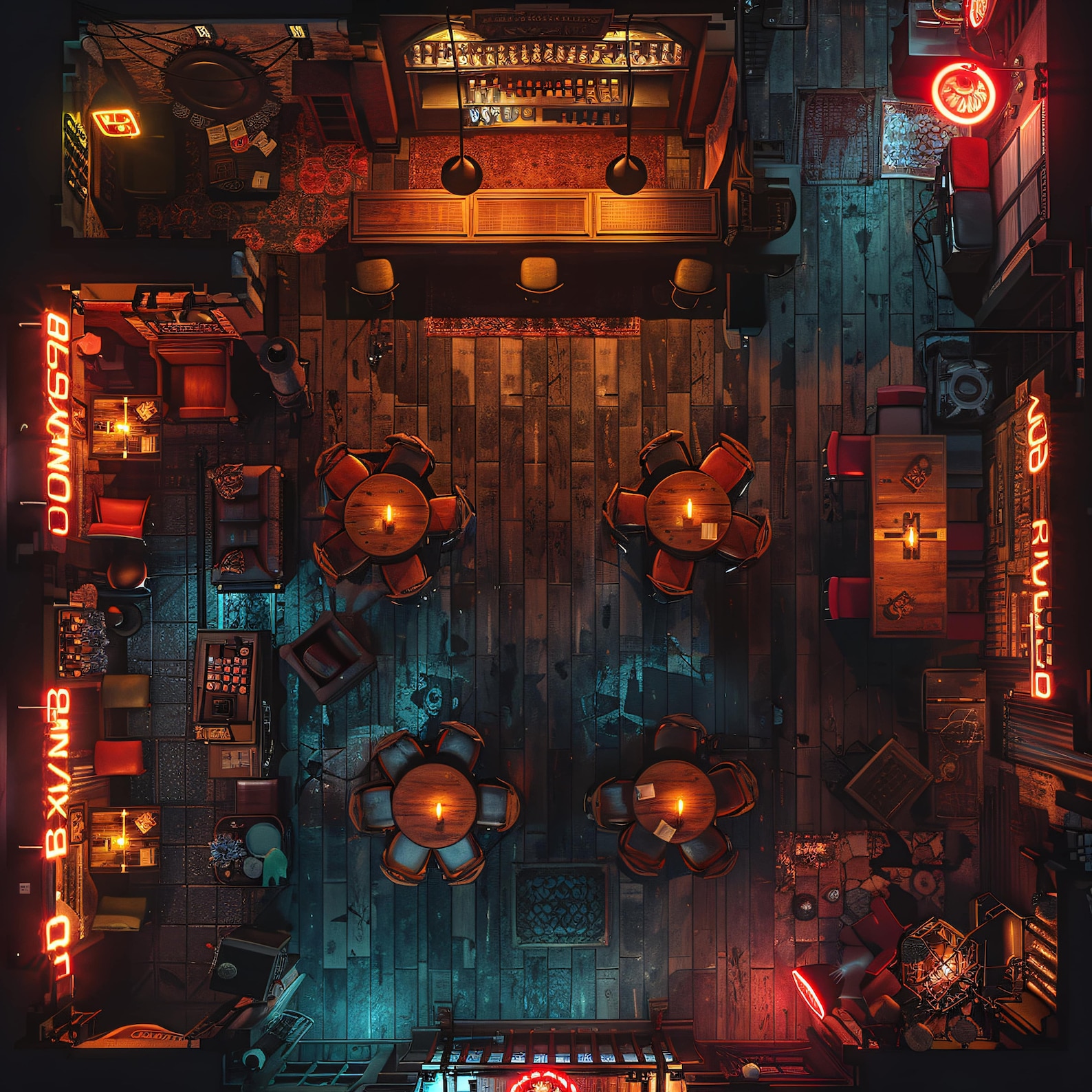 10 Cyberpunk Restaurant/tavern Battlemaps, Sci Fi, Cyberpunk, D&D ...