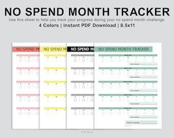 No Spend Tracker, No Spend Challenge, No Spend Month, Finance Tracker ...