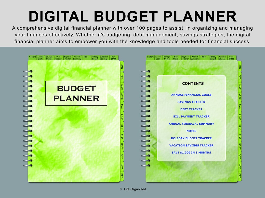 Lime Green Digital Budget Planner - Etsy