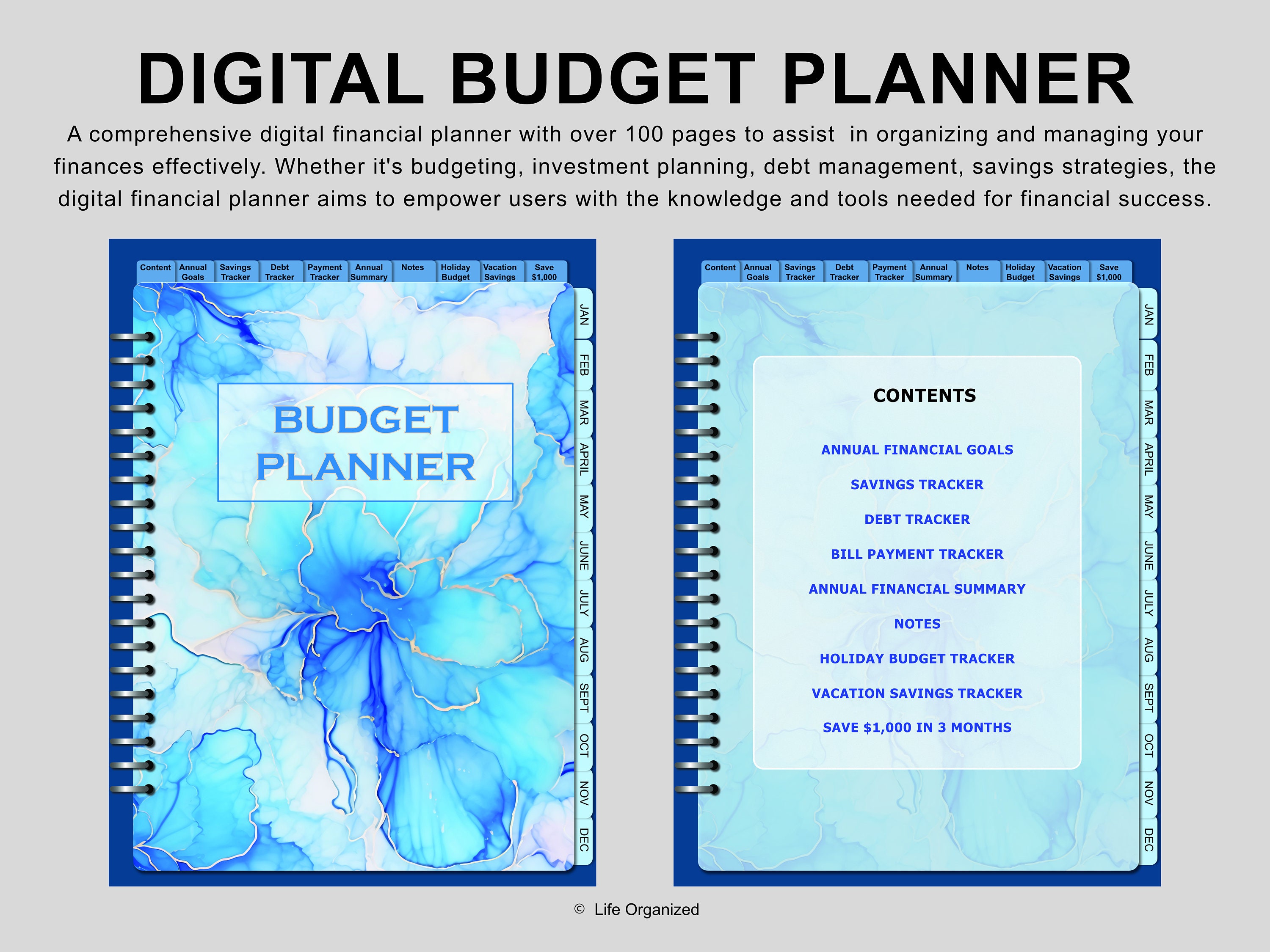 Blue Digital Budget Planner - Etsy