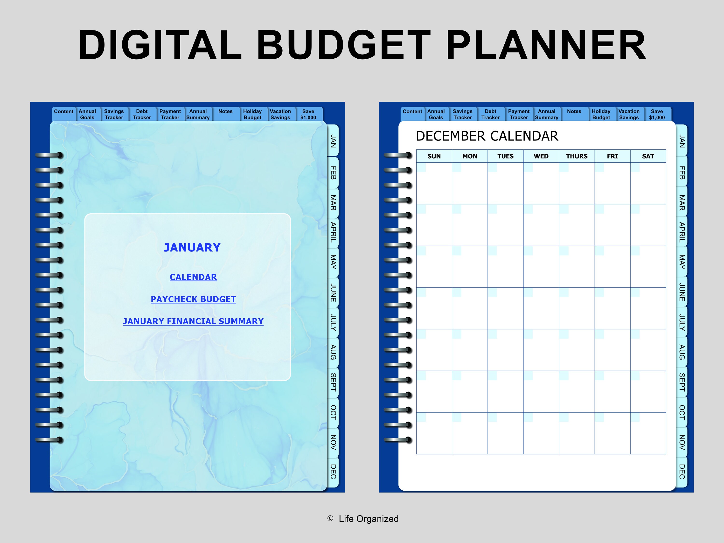 Blue Digital Budget Planner - Etsy