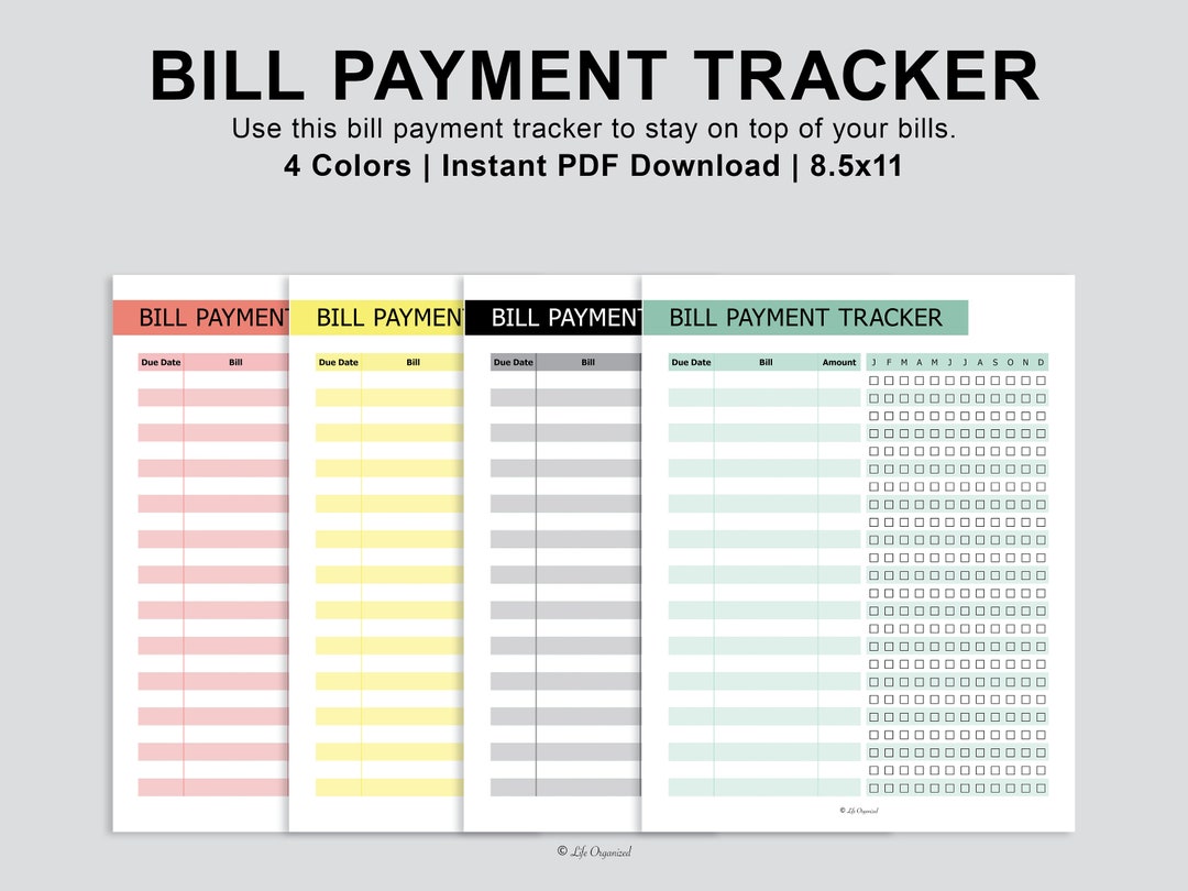 Bill Payment Tracker - Etsy