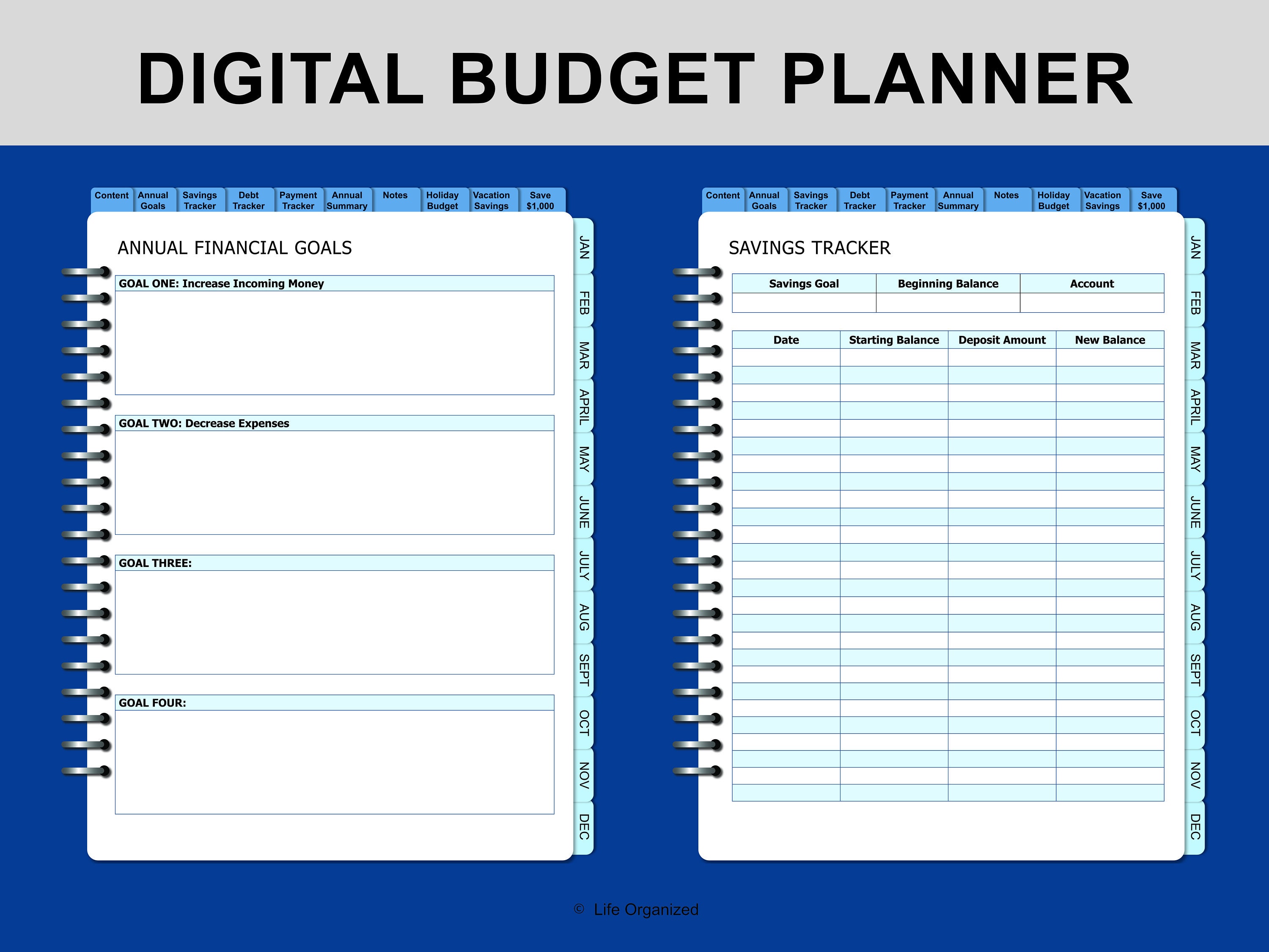 Blue Digital Budget Planner - Etsy