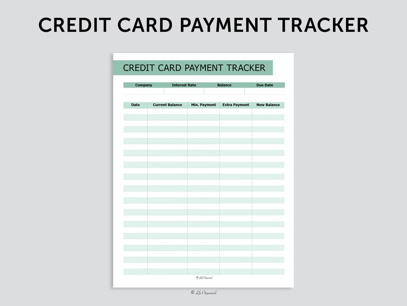 Credit Card Payment Tracker - Etsy