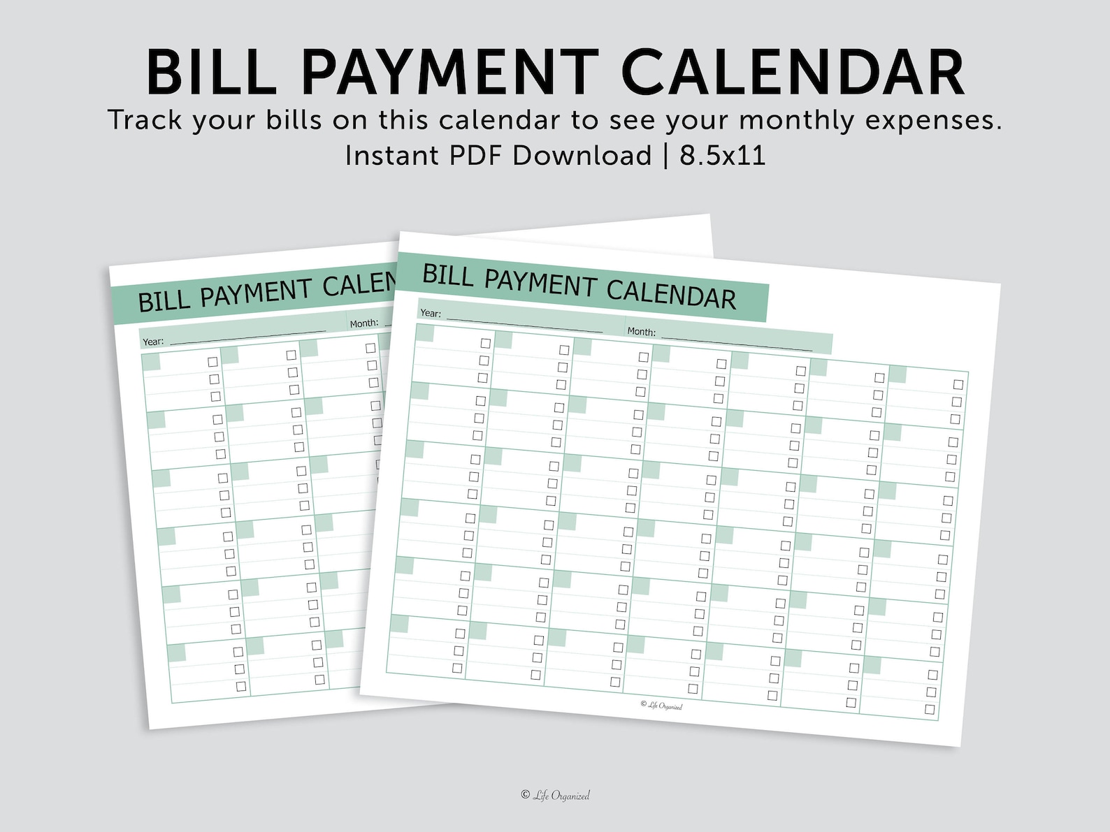 Bill Payments Calendar - Etsy