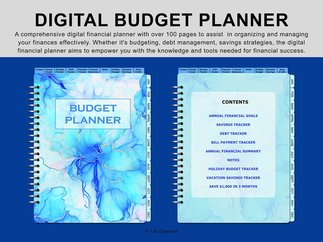 Blue Digital Budget Planner - Etsy