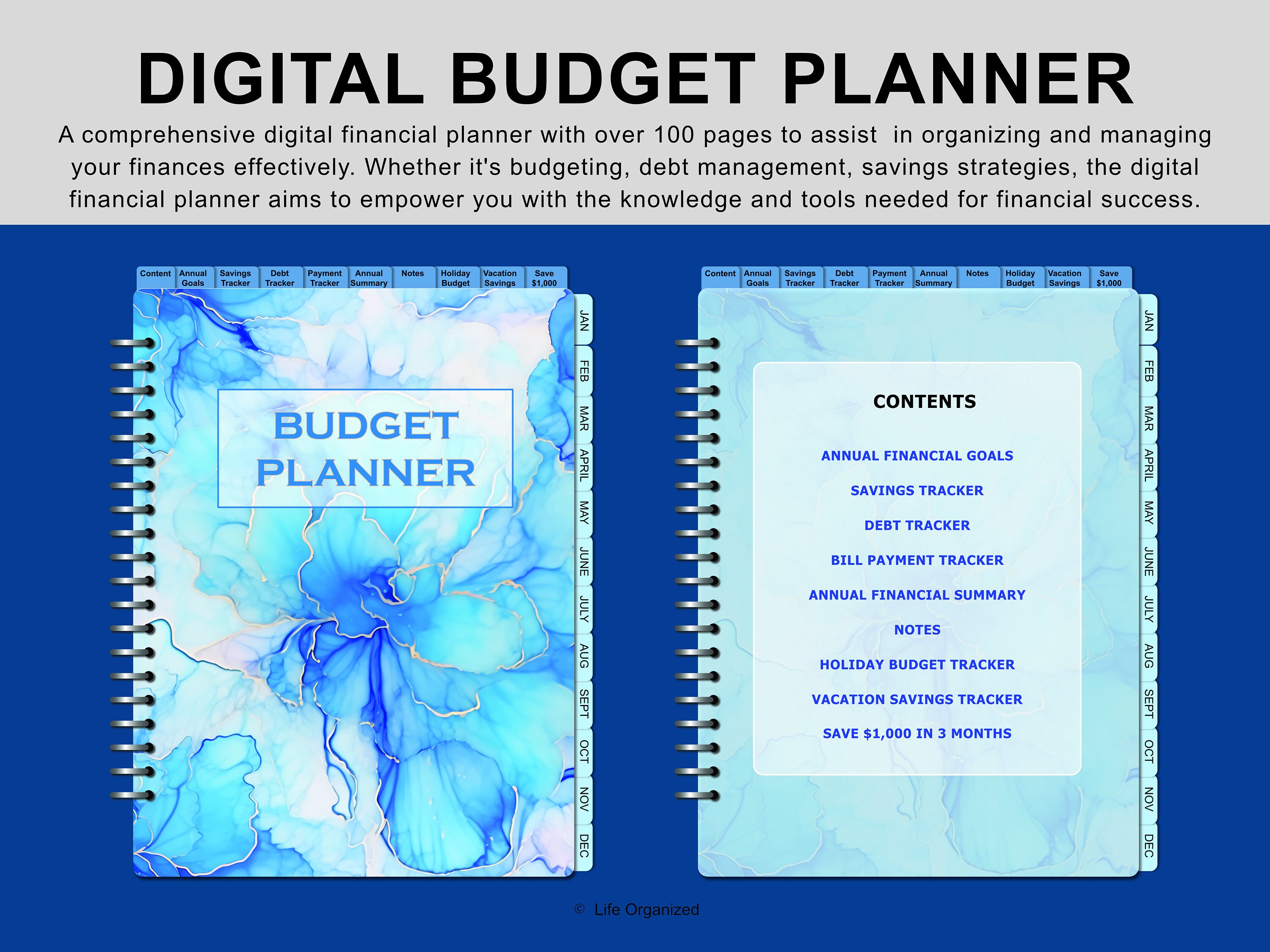 Blue Digital Budget Planner - Etsy