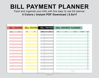 Bill Payment Template / Instant Download / Digital Download / Bills ...