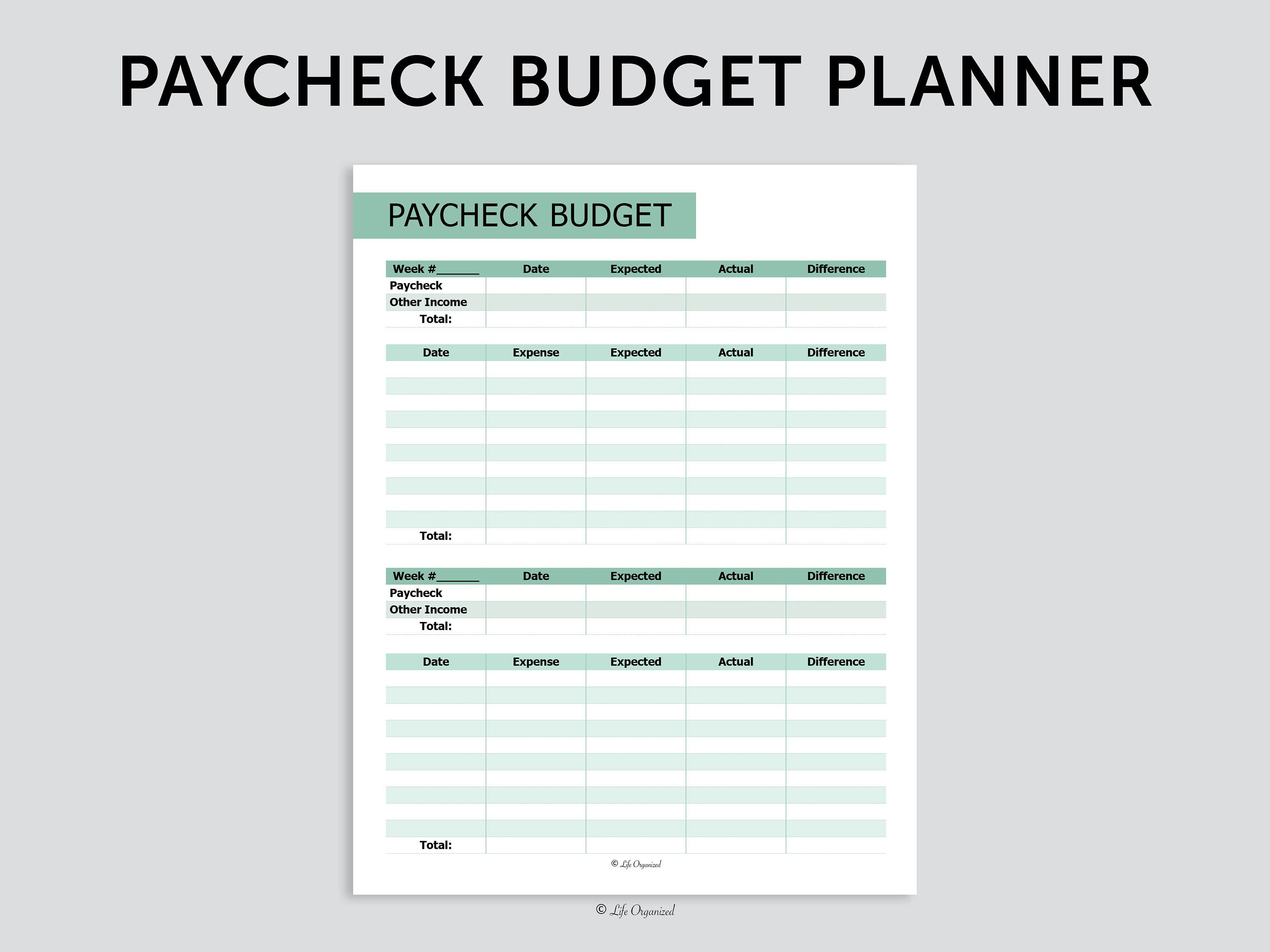 Simple Paycheck Budget Planner - Etsy