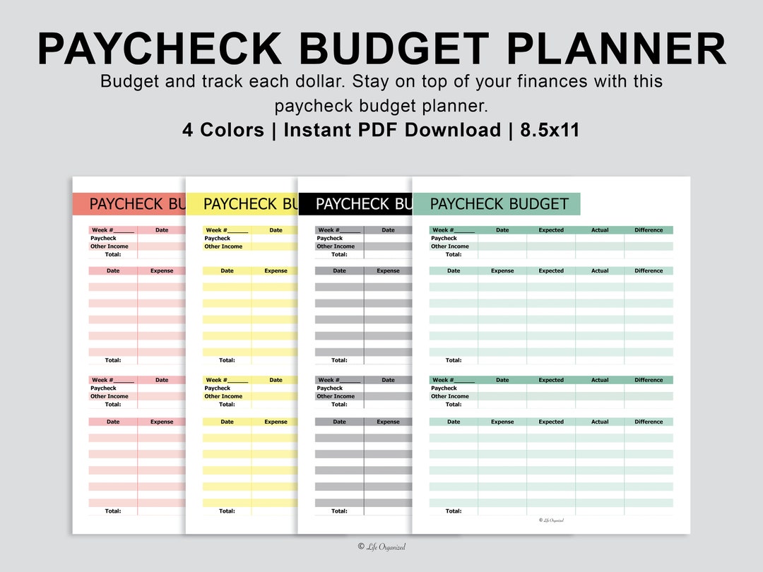 Simple Paycheck Budget Planner - Etsy
