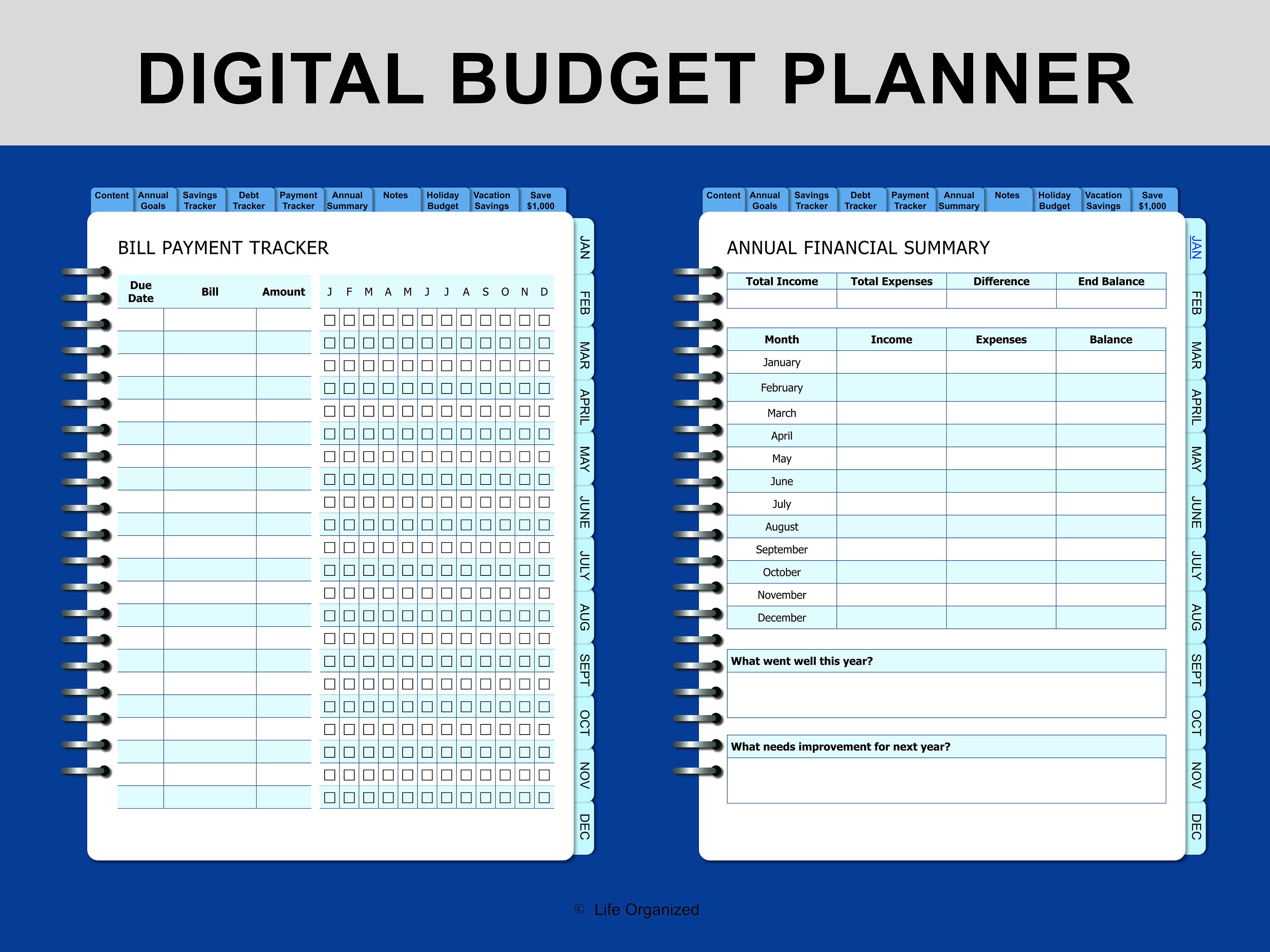 Blue Digital Budget Planner - Etsy