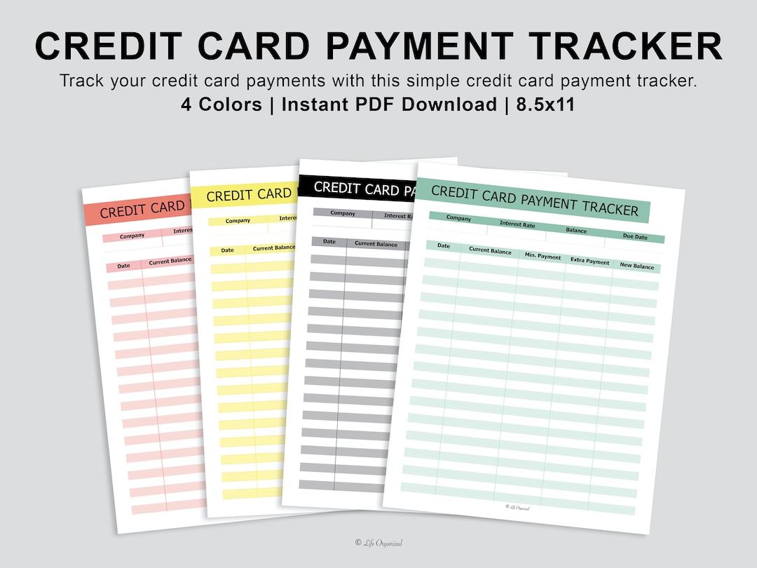 Credit Card Payment Tracker - Etsy