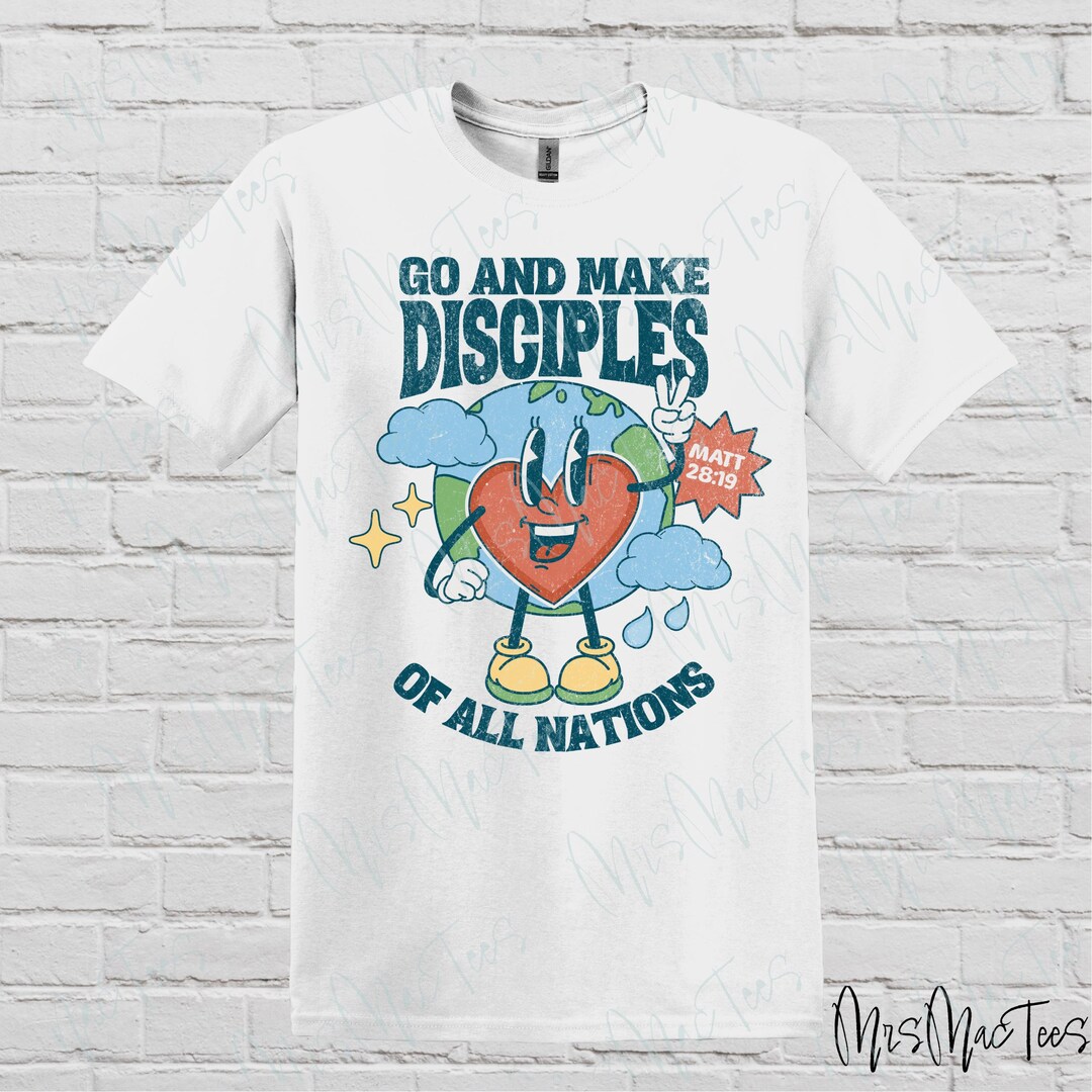 Retro Christian Go and Make Disciples Cartoon Tee / Cute Christian Tees ...