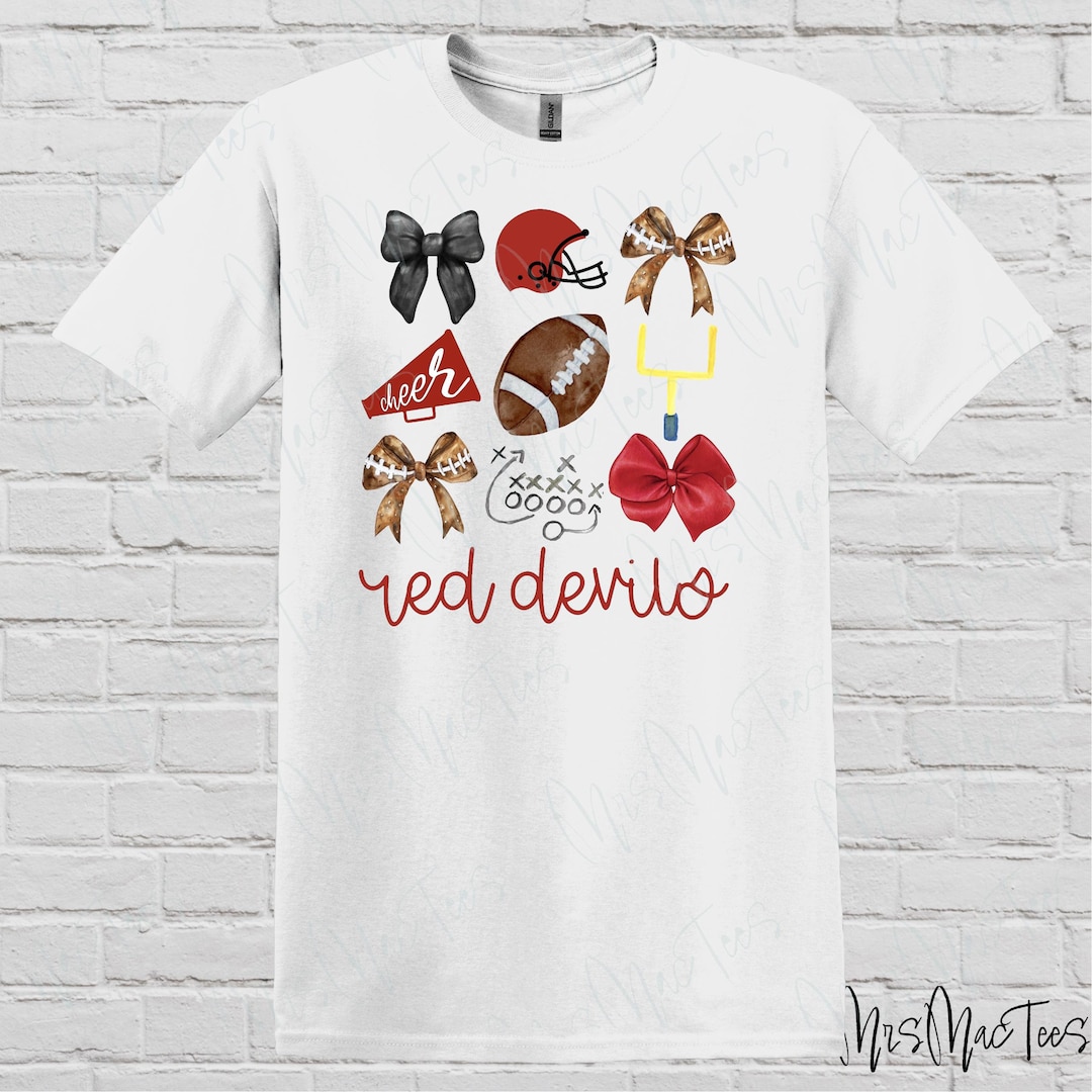 Red Devils Ladies and Girls Football Tee or Sweatshirt / Girly Game Day ...