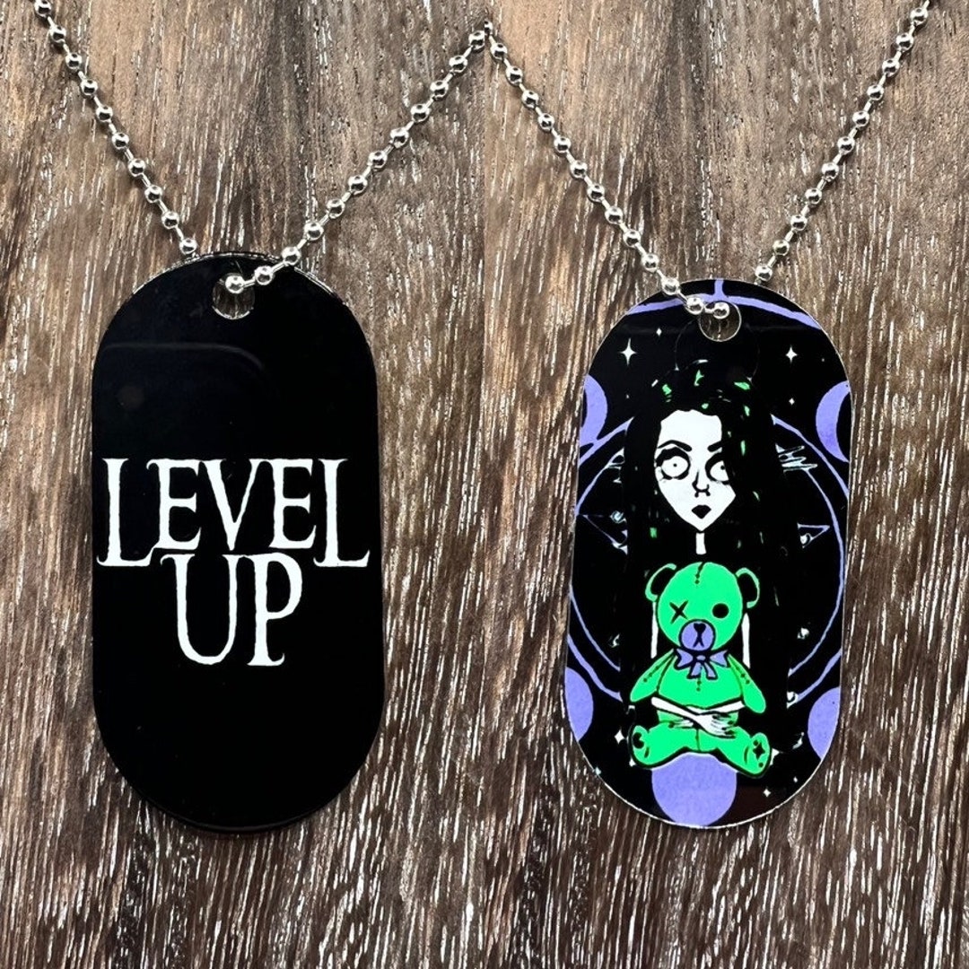 Level up Double Sided Necklace Dogtag Chain Dubstep Rave EDM DJ ...