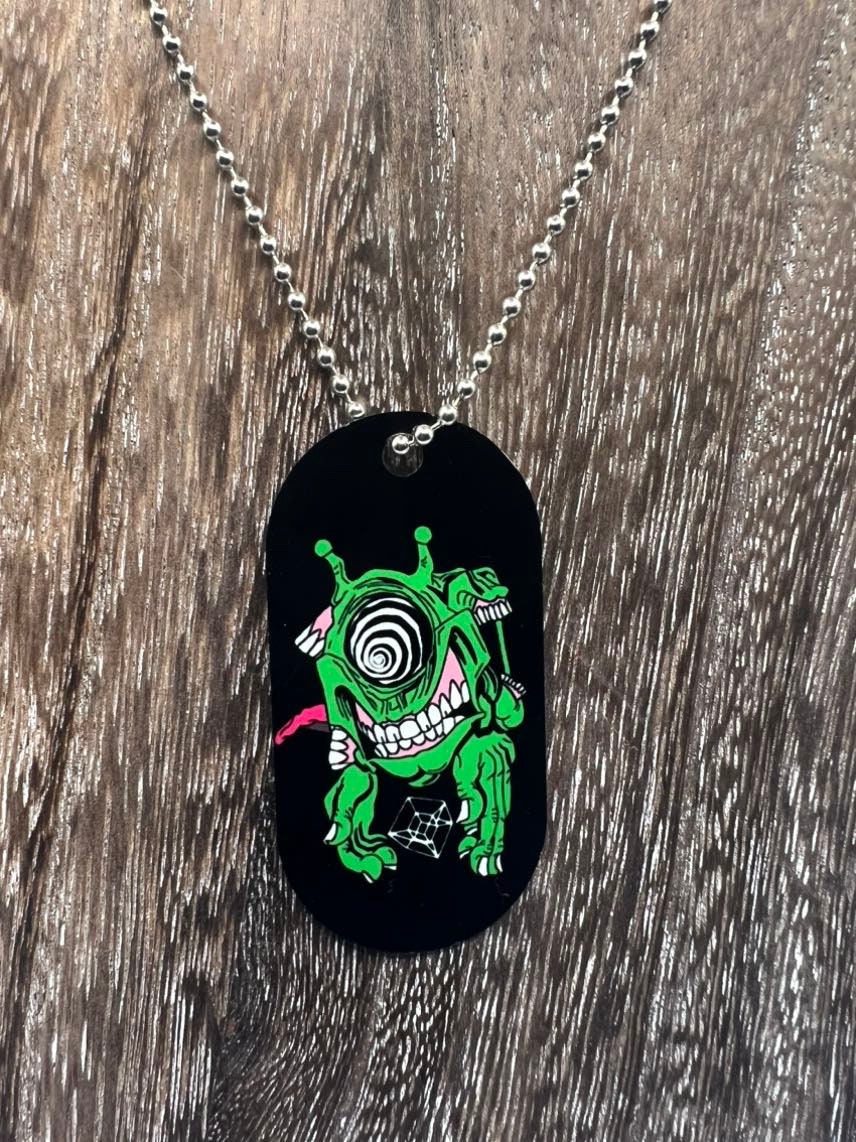 Subtronics Cyclops Army Double Sided Necklace Dogtag Chain Dubstep Rave ...