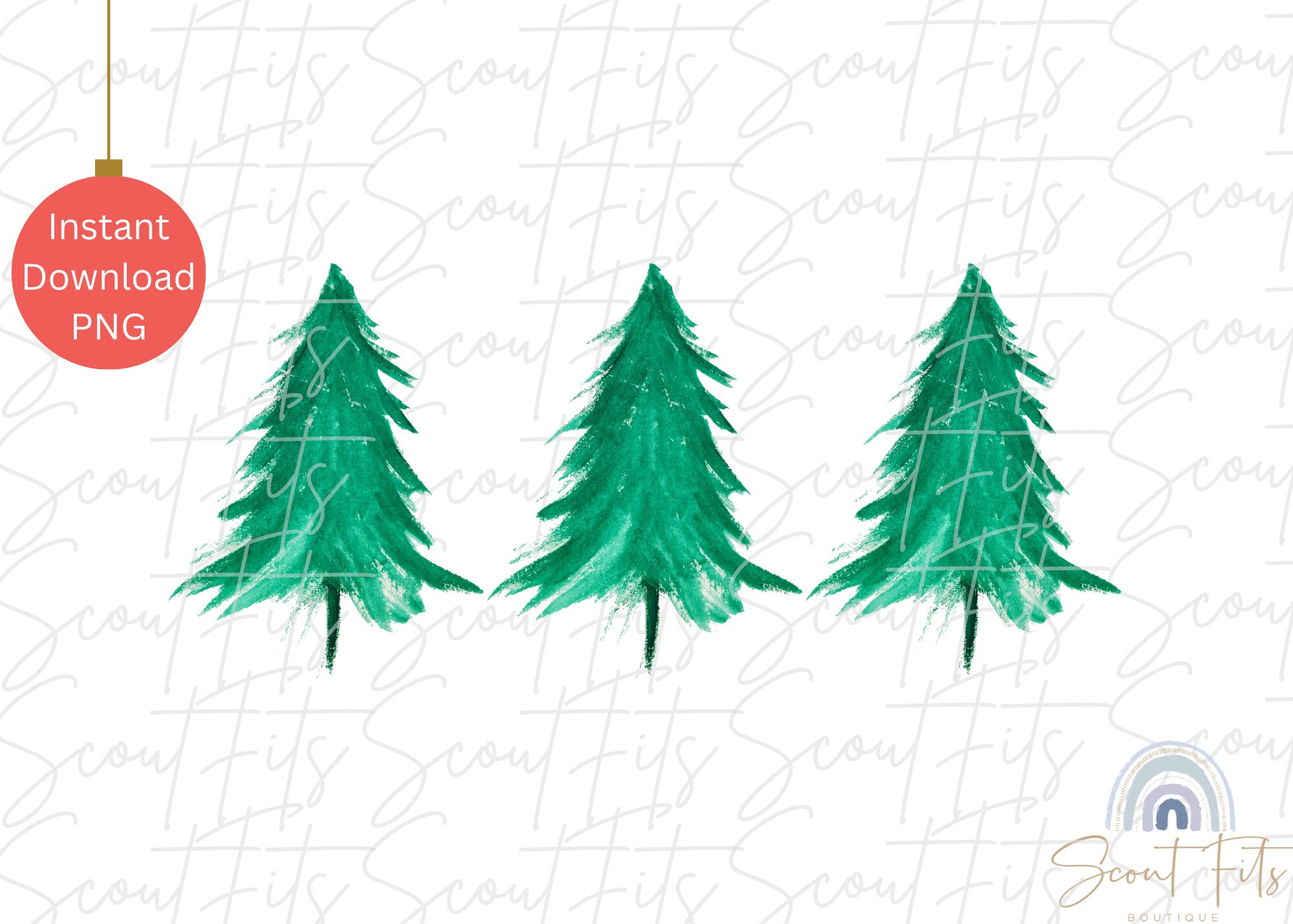 Christmas Tree Evergreen Trio PNG - Christmas PNG File - Heat Transfer ...