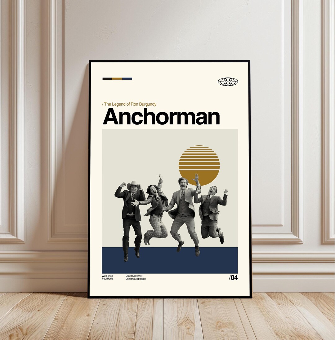 Anchorman the Legend of Ron Burgundy Poster, Mid Century Modern Art, Retro Poster, Minimalist ...