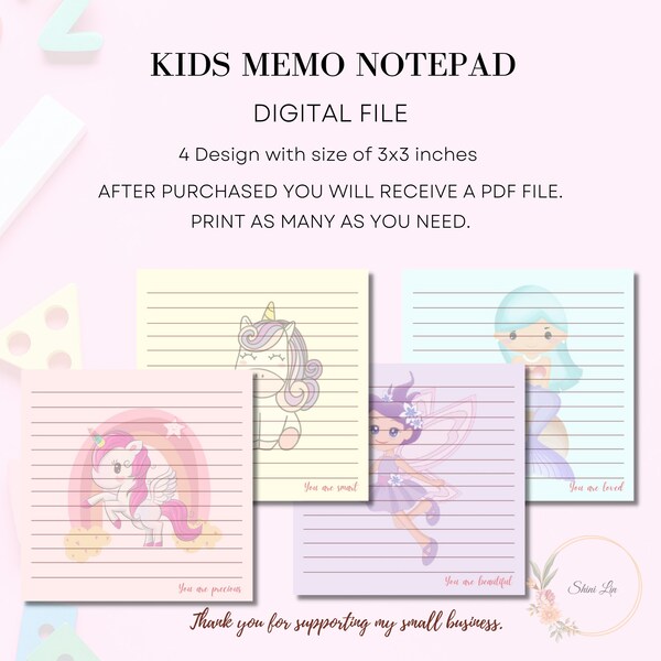 Printable Memo Pad for Kids - Etsy
