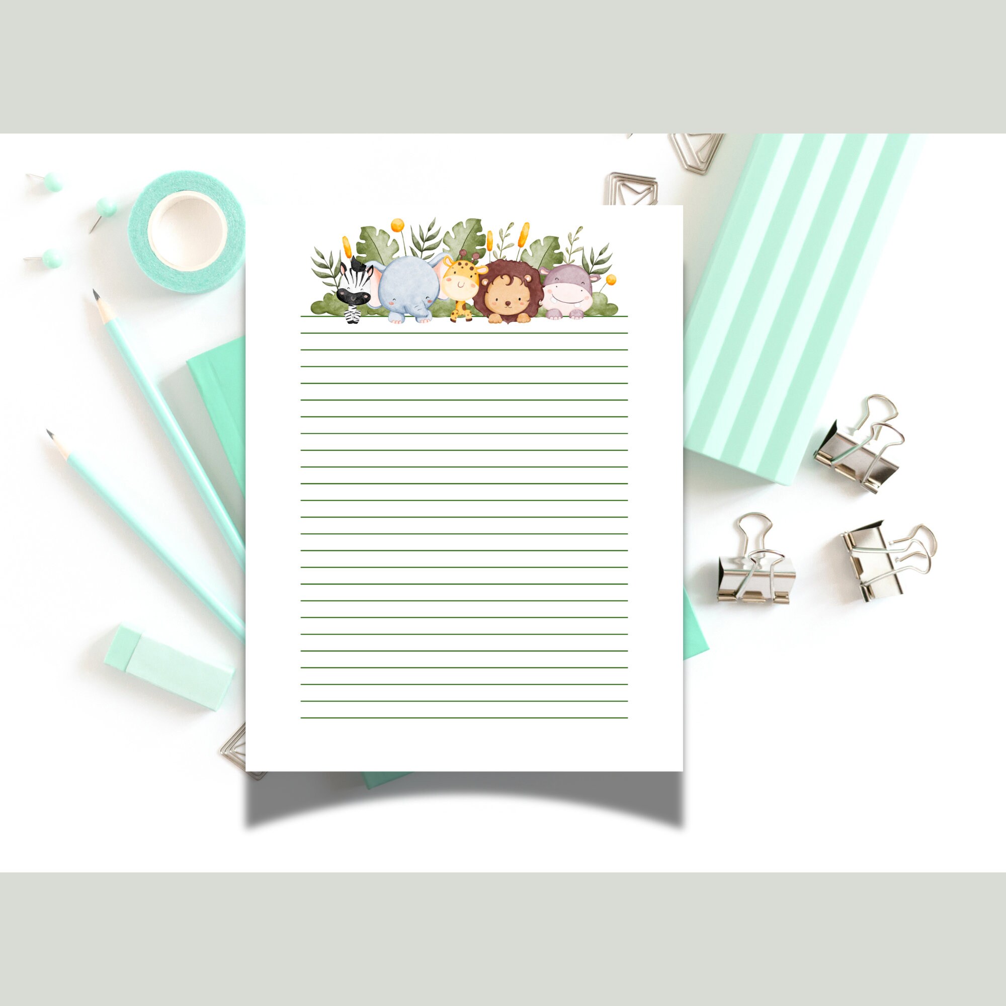 Safari Letter Writing, Safari Jungle Stationery, Wild Animal Theme ...