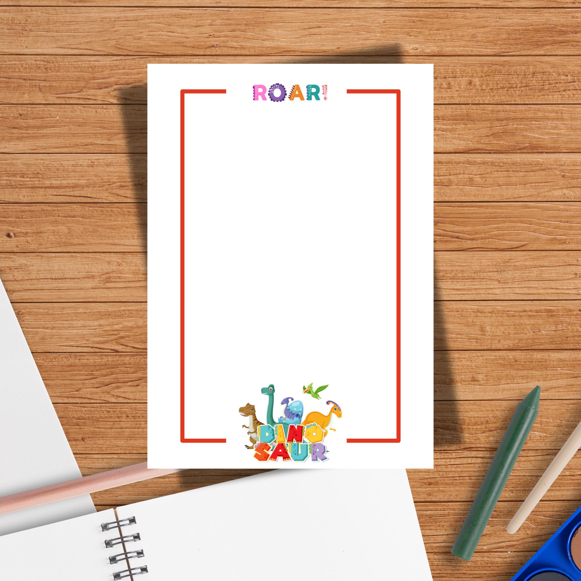 Printable Letter Writing Paper Set, Dinosaur Theme Stationery Set ...