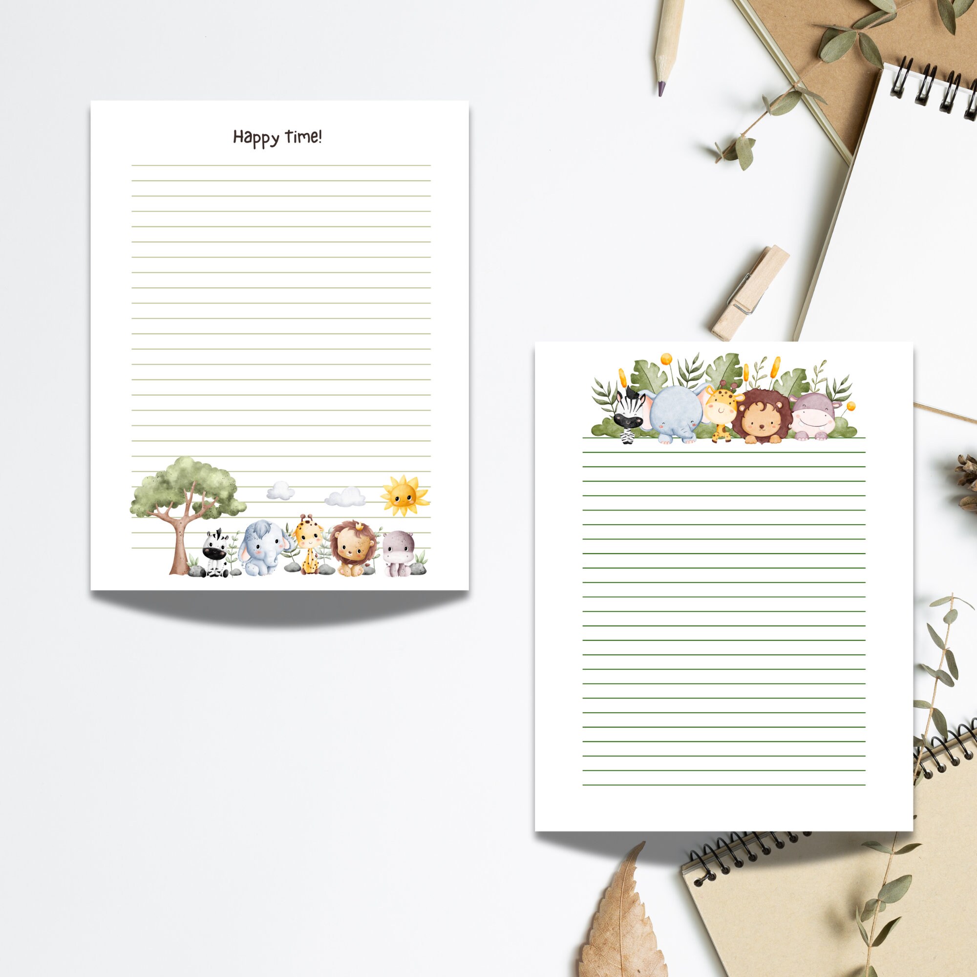 Safari Letter Writing, Safari Jungle Stationery, Wild Animal Theme ...