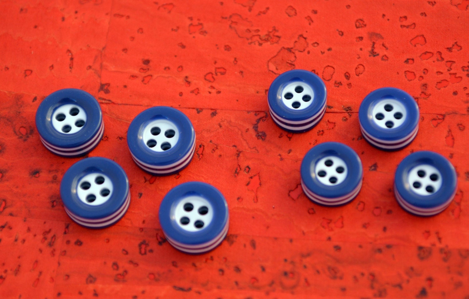 20 White and Blue STRIPED BUTTONS - 5mm Thick! - Choose From Sizes 18L ...