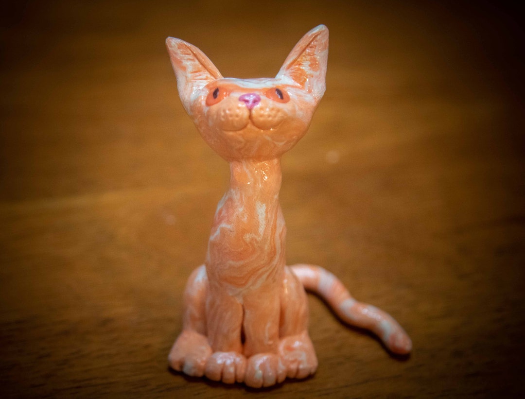 Mini Cat Figurine Orange Kitty - Etsy