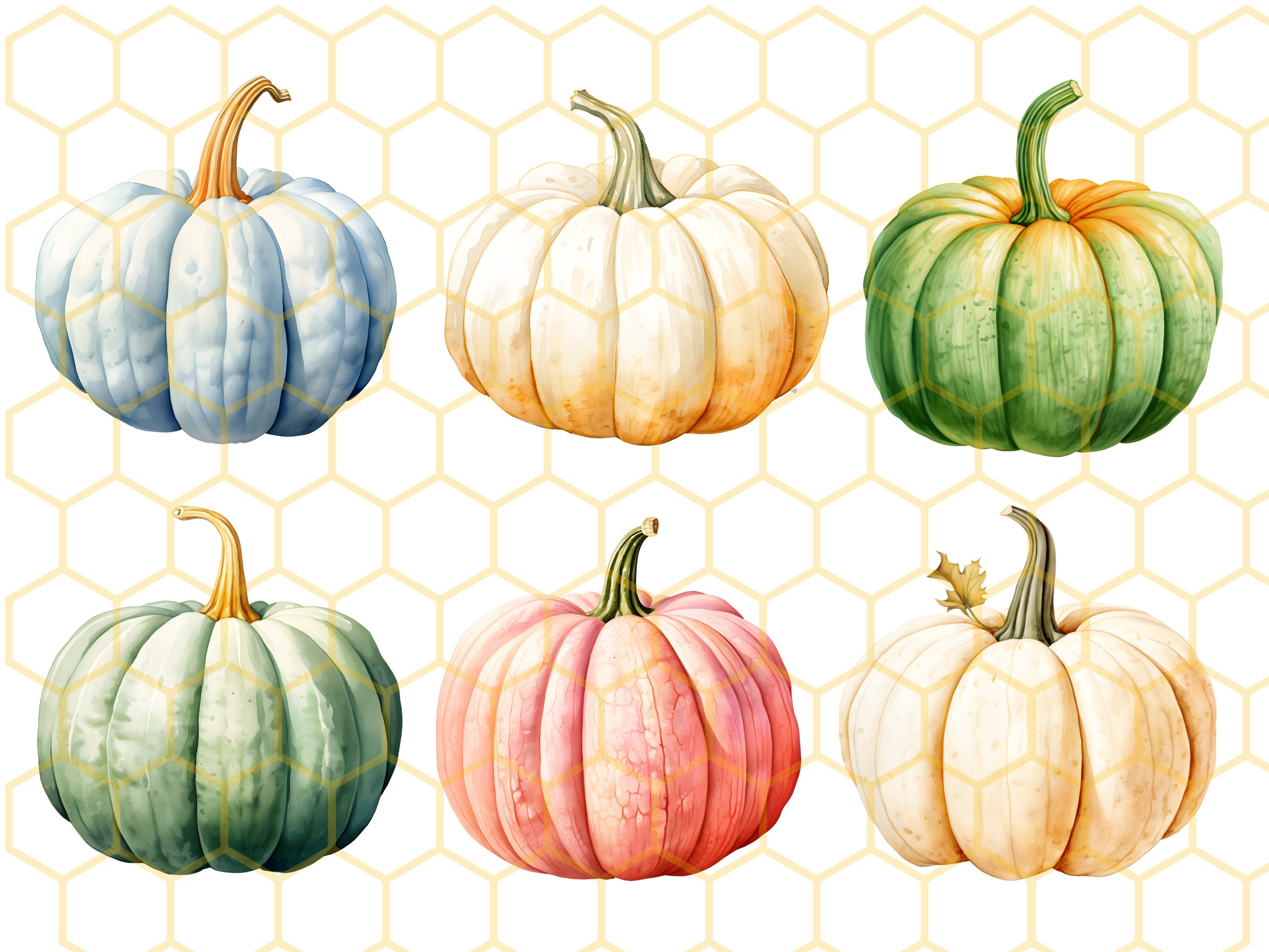 21 Pastel Watercolor Pumpkins Png High Quality Clip Art Images for Fall ...