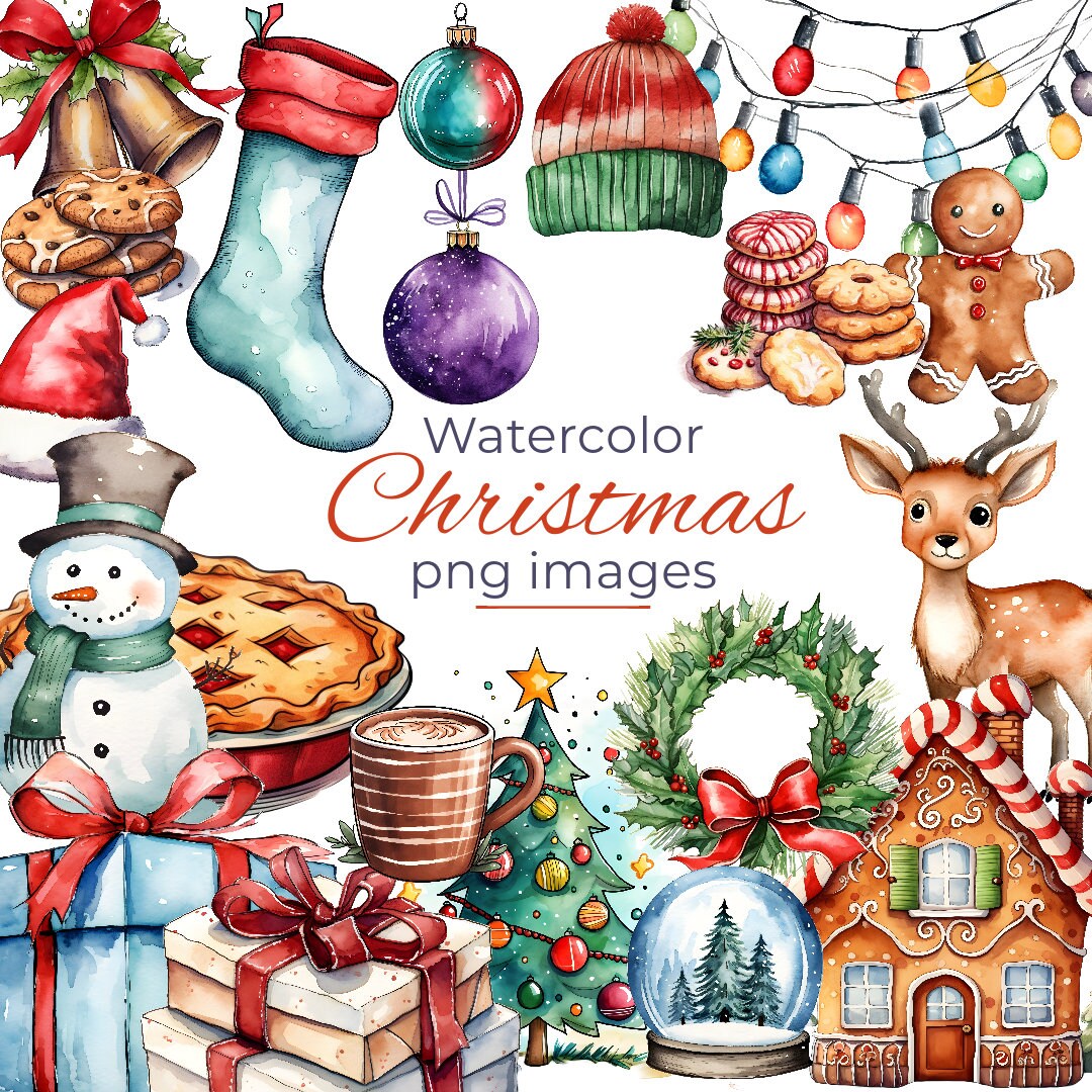 42 Watercolor Christmas Clipart Png High Quality Clip Art Images for ...