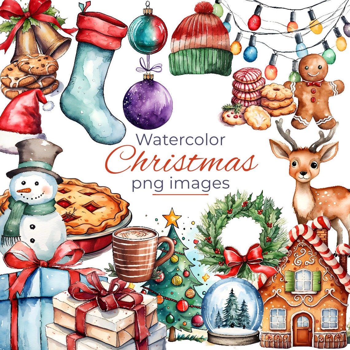 42 Watercolor Christmas Clipart Png High Quality Clip Art Images for ...