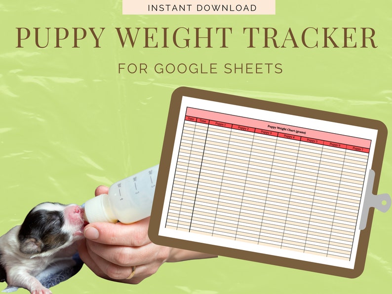 Printable Foster Puppy Weight Tracker Chart - Google Sheets and ...