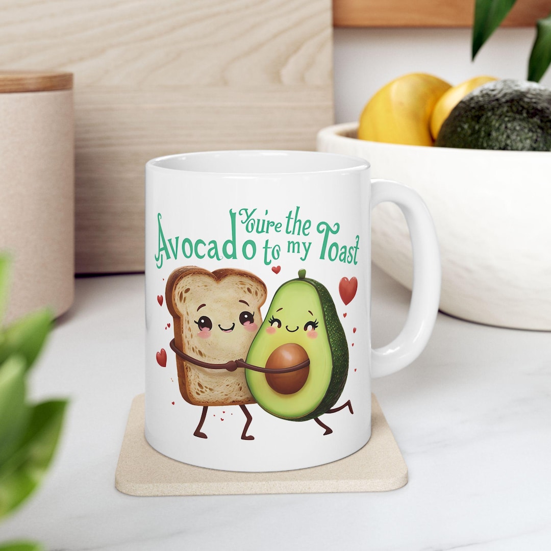 Cute Avocado Toast Ceramic Mug, Funny Kitchen Gift, Breakfast Lover Mug ...