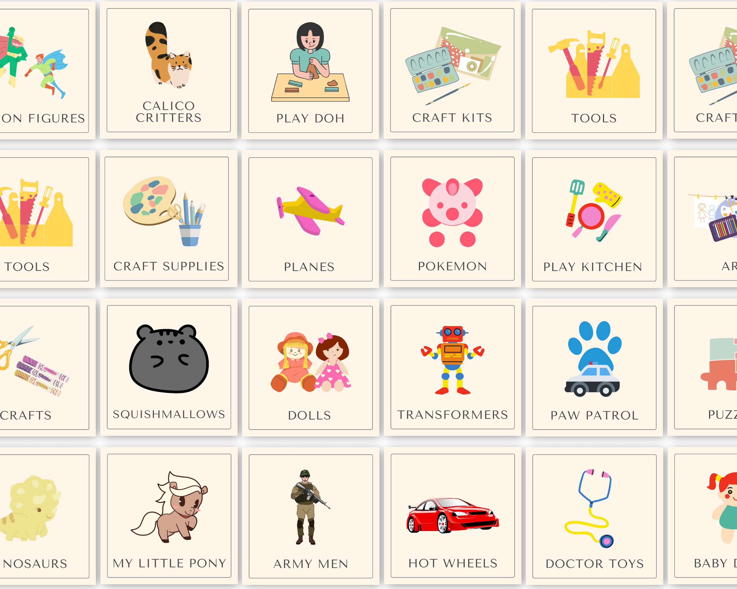 Toy Bin Labels Editable Canva Labels Playroom Labels Digital Download ...