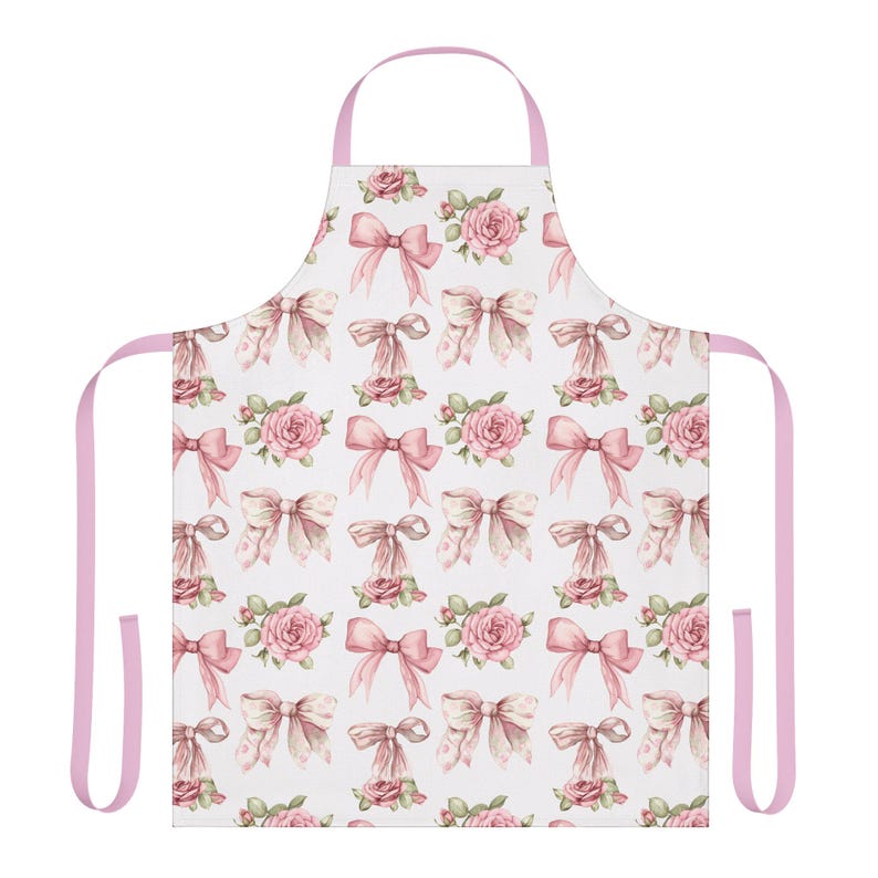 Coquette Apron Pink Bow Apron Pink Bows Flower Gift Coquette Kitchen ...