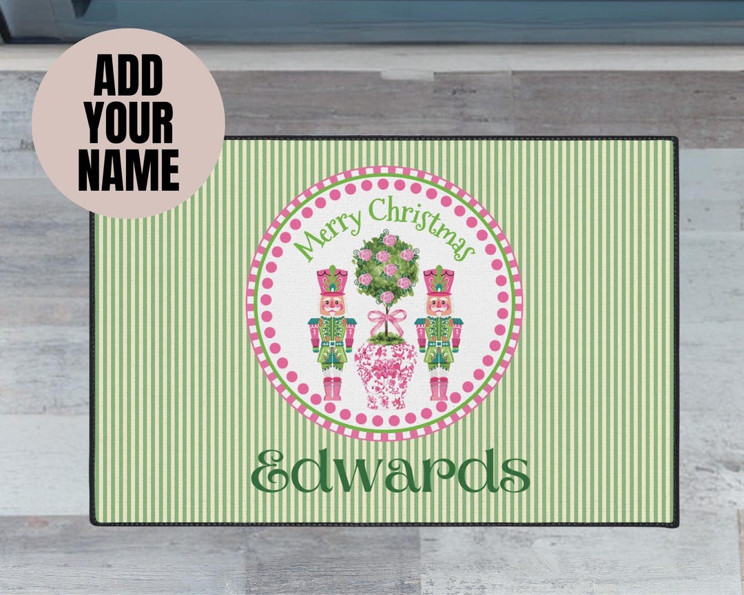 Chinoiserie Pink Christmas Ginger Jar Doormat Christmas Tree Doormat ...